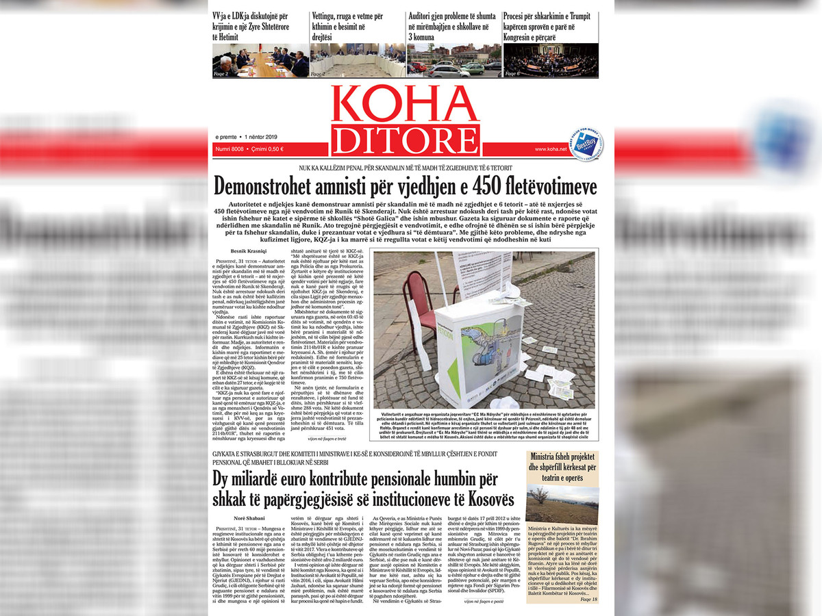 Koha Ditore newspaper today for free "online" - KOHA.net