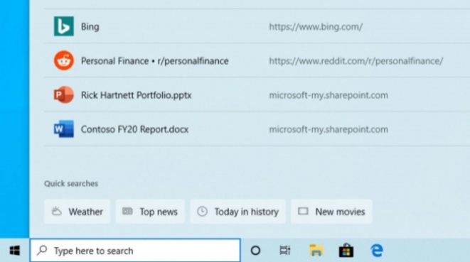 Microsoft tests the Quick Search buttons in Windows 10 - KOHA.net