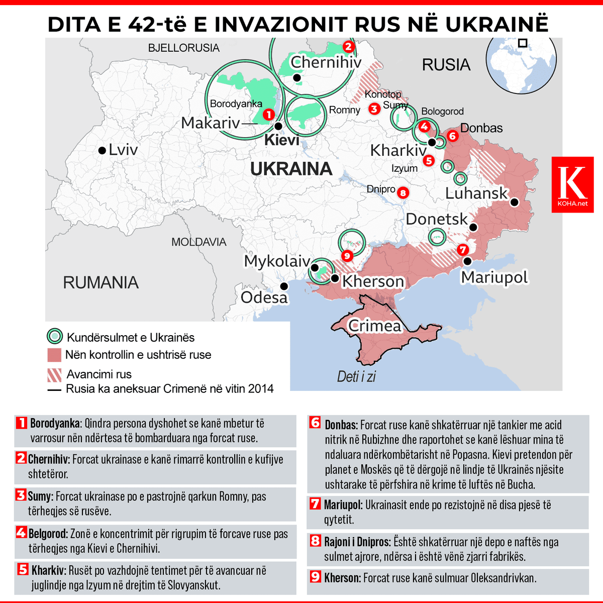 Dita e 42-të e pushtimit rus të Ukrainës - KOHA.net Dita e 42-të e pushtimit rus të Ukrainës - KOHA.net