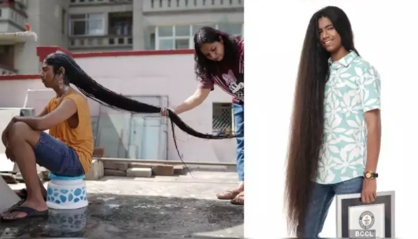15-year-old Indian breaks the Guinness record as the teenager with the longest hair in the world ...