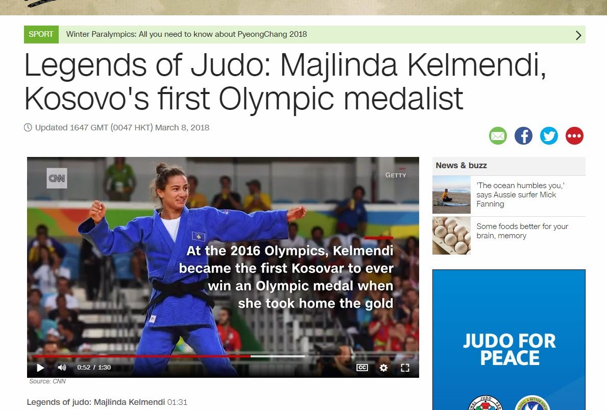 CNN: Legends of judo, Kelmendi, Kosovo's first Olympic medalist - KOHA.net